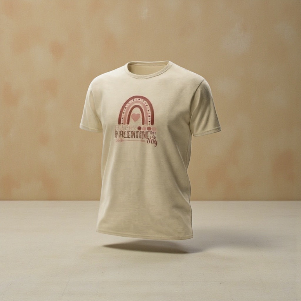 Happy Valentine’s Day Rainbow Tee – Neutral Pink & Red Valentine Shirt ...